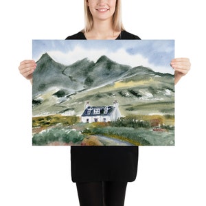 Scotland Painting Cottage Art Large Print Scottish Hills Print ...