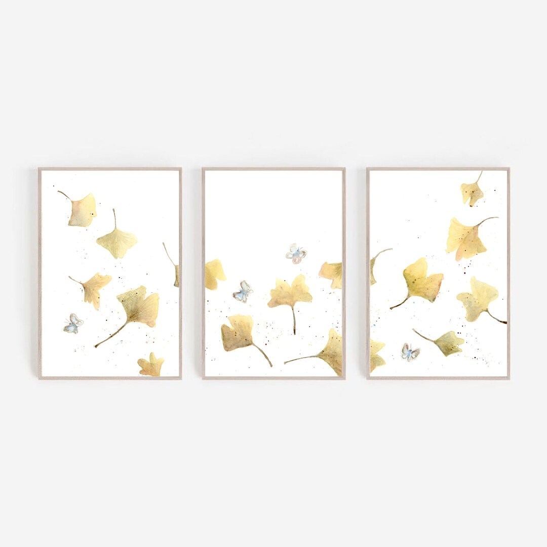 Ginkgo Biloba Art Ginkgo Leaves Minimalist Floral Large Wall Art Ginkgo ...