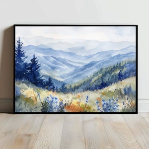 Blue Ridge Mountains Painting Blue Ridge Parkway Large Art Print ...