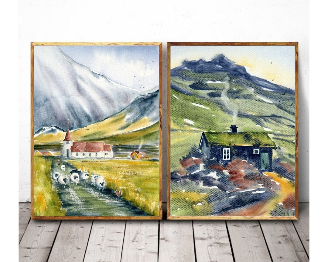 Iceland Painting Icelandic Art Large Print Iceland Fine Art Watercolor ...