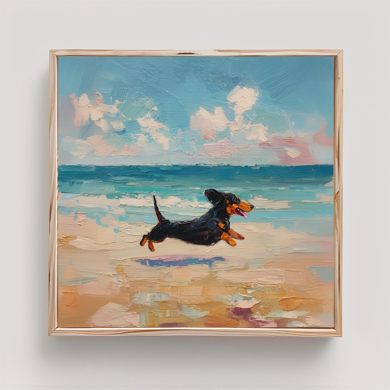 Dogs on Beach Art Painting - Etsy UK
