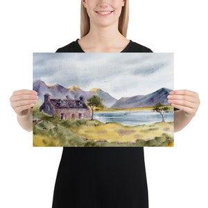 Scotland Painting Cottage Art Large Print Scottish Landscape Loch Print ...
