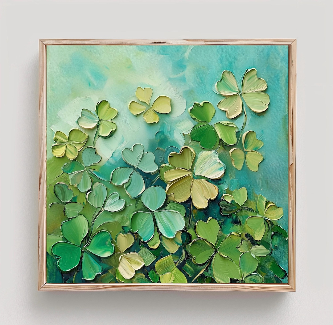 St. Patrick's Day Art Shamrock Painting Happy Clover Print From an ...