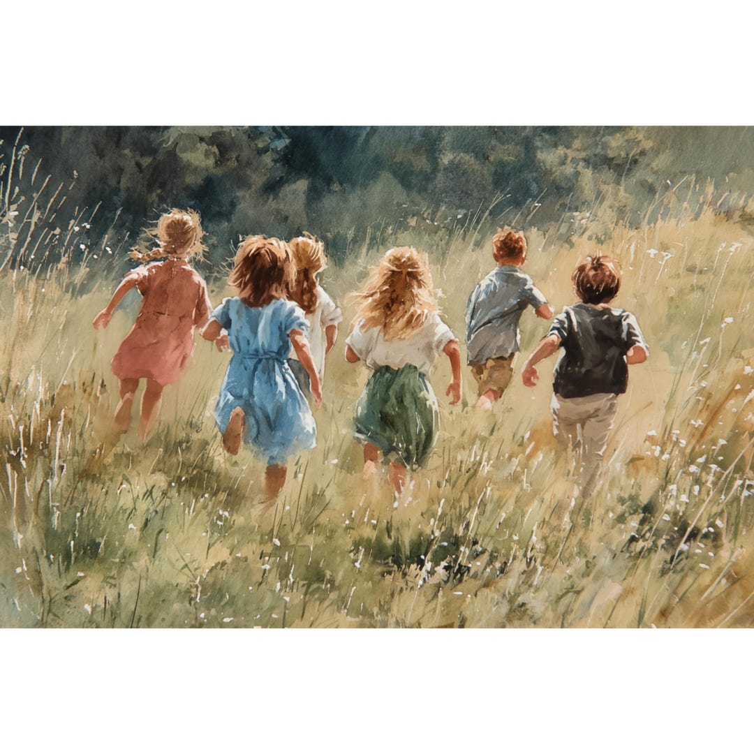 Sibling Art Four Sisters Two Brothers Print Watercolor Painting - Etsy