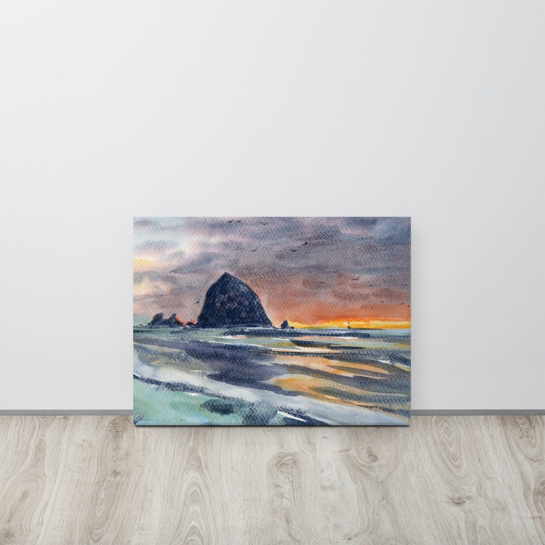 Cannon Beach Painting Print on Canvas Oregon Coast Fine Art Haystack ...
