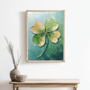 Four Leaf Clover Painting St. Patrick's Day Wall Art Shamrock Print ...
