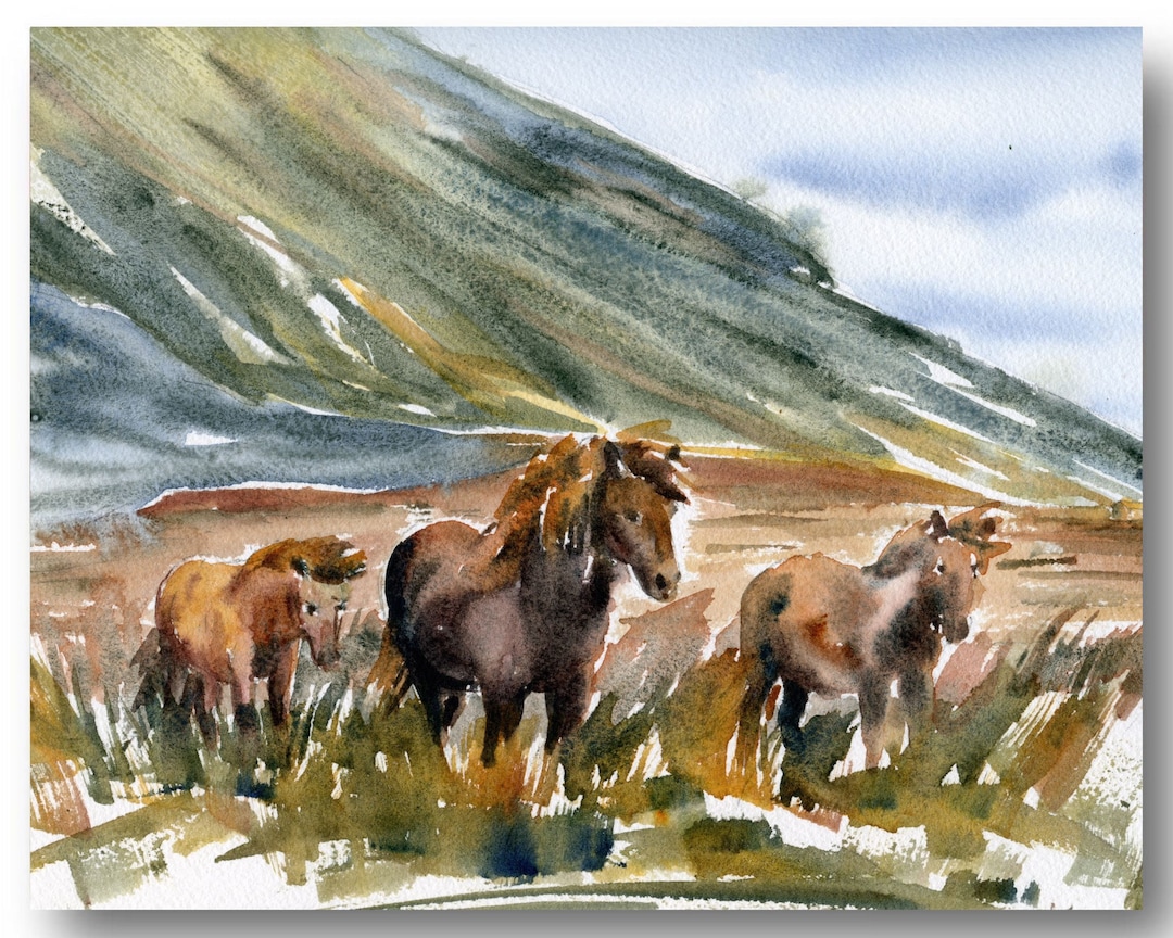 Icelandic Landscape Painting Horse Art Large Print Icelandic - Etsy