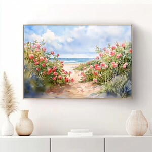 Cape Cod Art Path Beach Rose Painting Print Watercolor - Etsy