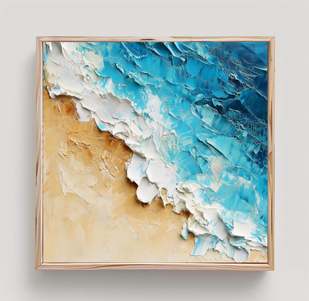 Aerial Beach Painting Ocean Minimalist Wall Art Coastal Print From an ...