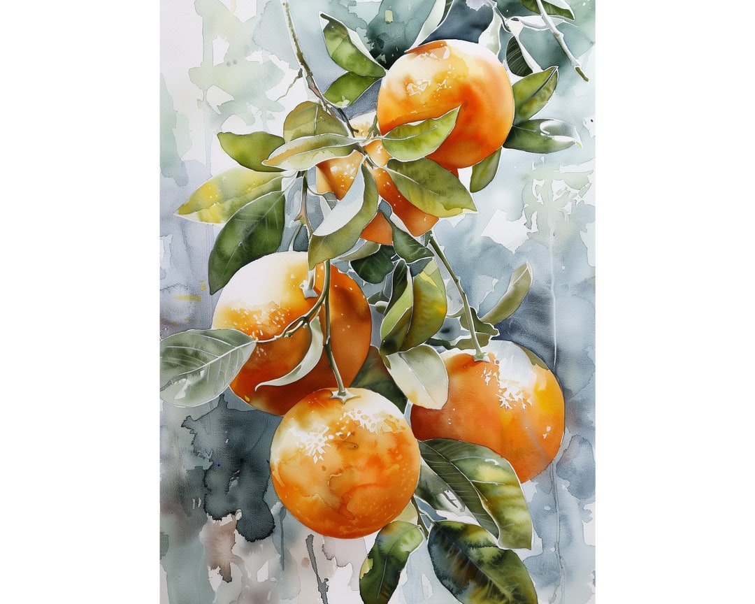 Orange Tree Art Fruits Painting Print Orange Fine Art Print Kitchen ...