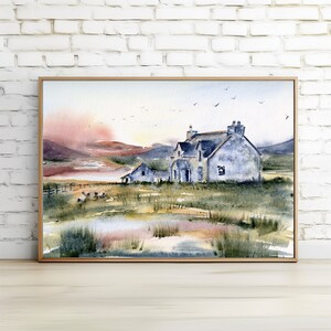 Scotland Painting Scottish Cottage Art PRINT Scottish Landscape Cottage ...