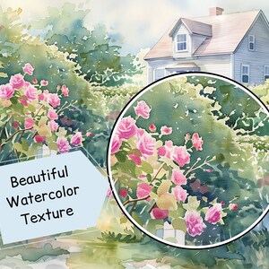 Rose Covered Cottage Art Cape Cod House Beach Painting Print Watercolor ...