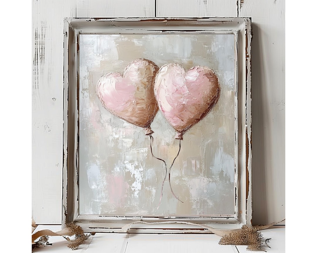 Heart Balloons Oil Painting Print From an Original Impasto - Etsy