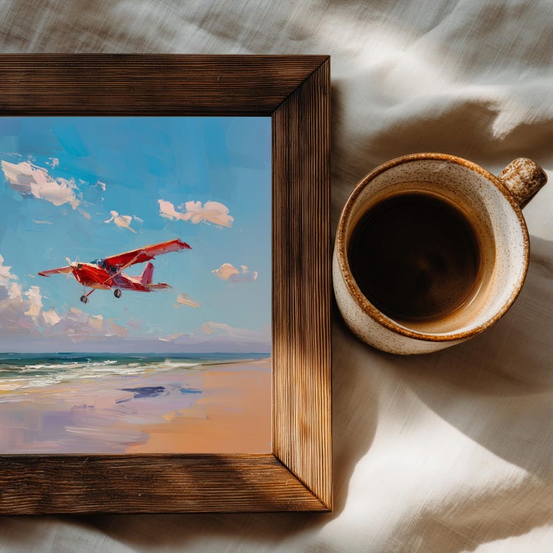 Red Sports Airplane Art Print From an Original Impasto Oil Painting - Etsy