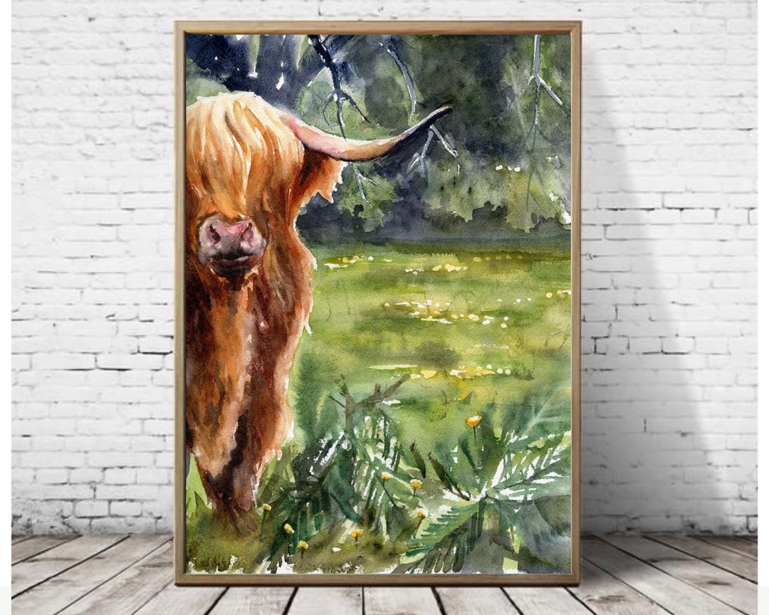 Scottish Cow Art Large Print Highland Cattle Scotland Print - Etsy