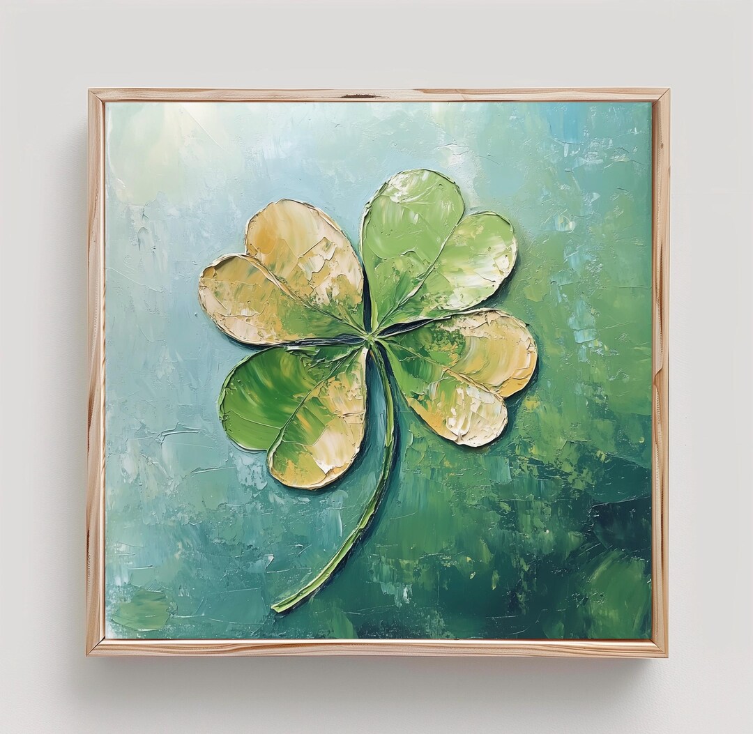 Four Leaf Clover Painting St. Patrick's Day Wall Art Shamrock Print ...
