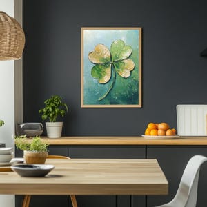 Four Leaf Clover Painting St. Patrick's Day Wall Art Shamrock Print ...
