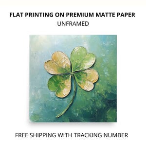 Four Leaf Clover Painting St. Patrick's Day Wall Art Shamrock Print ...