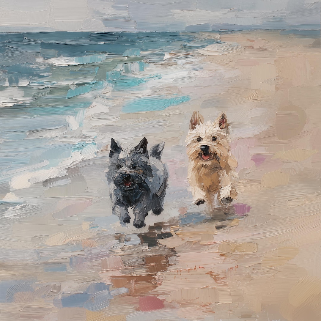 Cairn Terrier Art Dog on Beach Print From an Original Impasto - Etsy