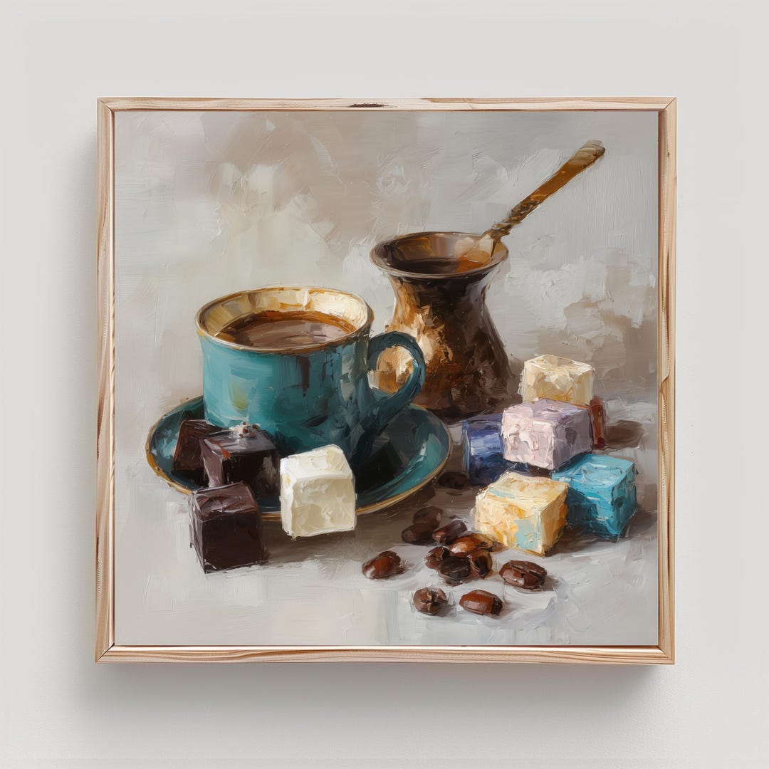 Turkish Coffee Print: Impasto Oil Painting Style (matte Paper, Multiple ...