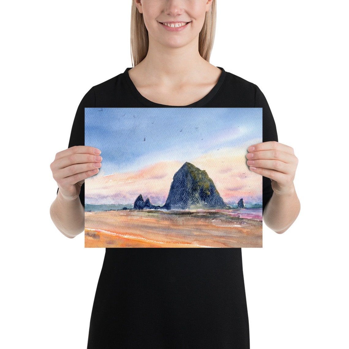 Cannon Beach Art Large Print Oregon Coast Poster Haystack Rock - Etsy