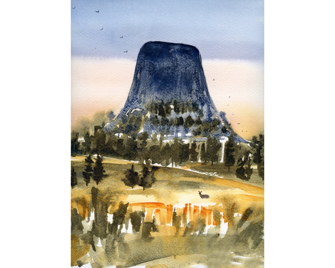 Devils Tower Painting National Monument Art Print Large Print Tower ...