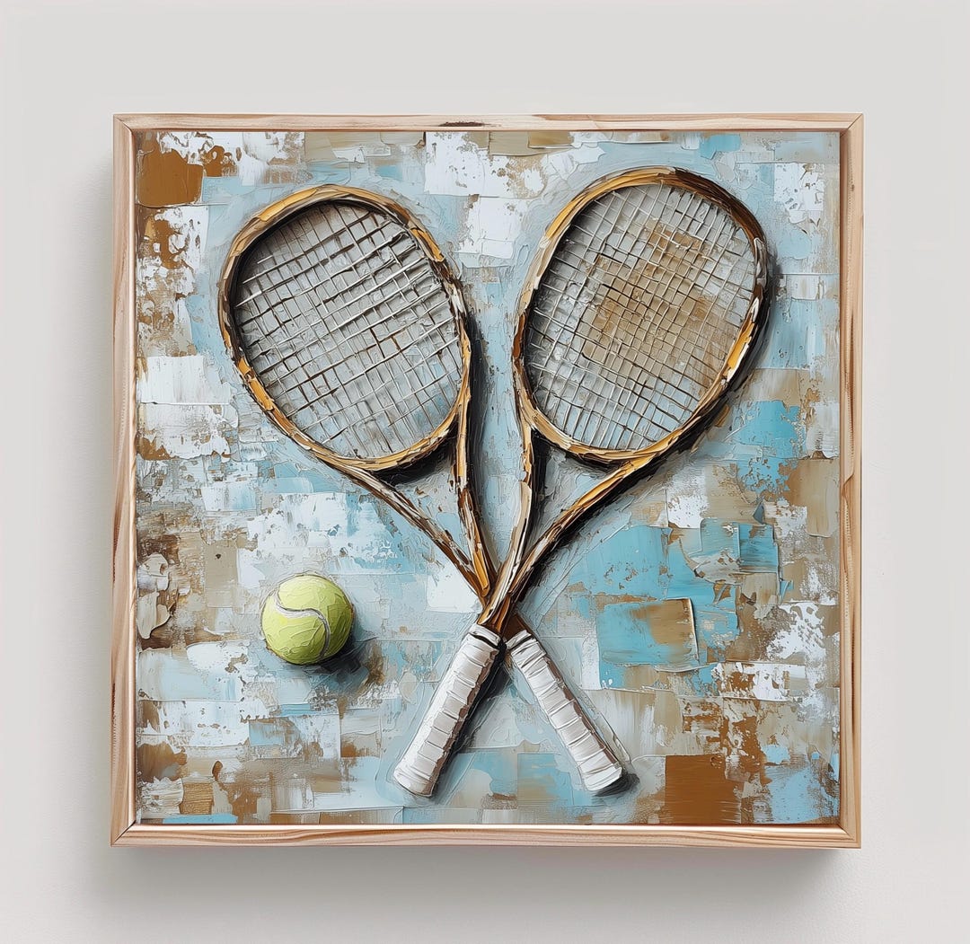Tennis Ball and Racket Art Tennis Print From an Original Impasto Oil ...