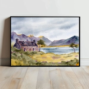 Scotland Painting Cottage Art Large Print Scottish Landscape Loch Print ...