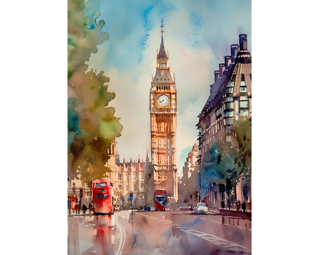 London Painting Big Ben Art Print England Travel Gift London Watercolor ...