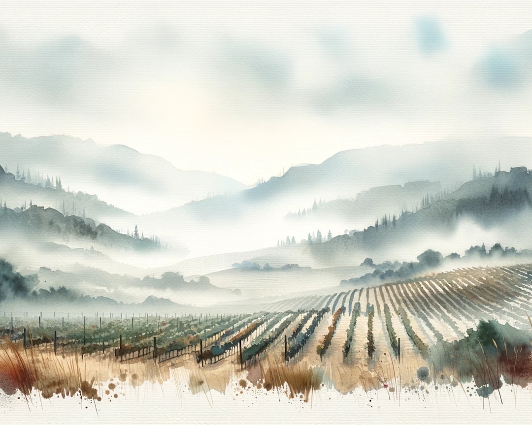 Napa Valley Landscape Vineyard Art Print Foggy Morning Landscape ...