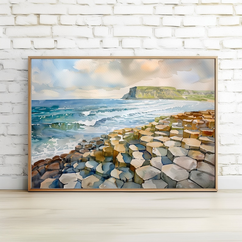 Giant's Causeway Art Northern Ireland Print County Antrim Painting ...