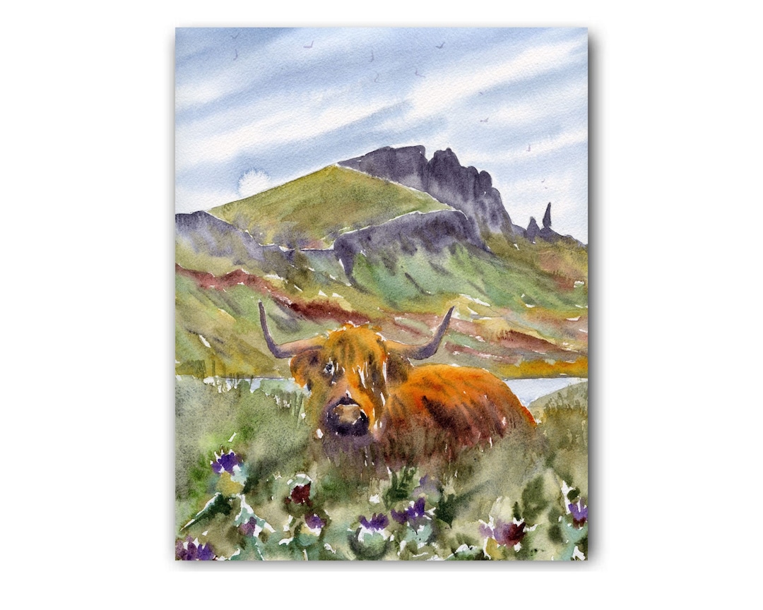 Scottish Cow Art Large Print Highland Cattle Scotland Print Rural ...