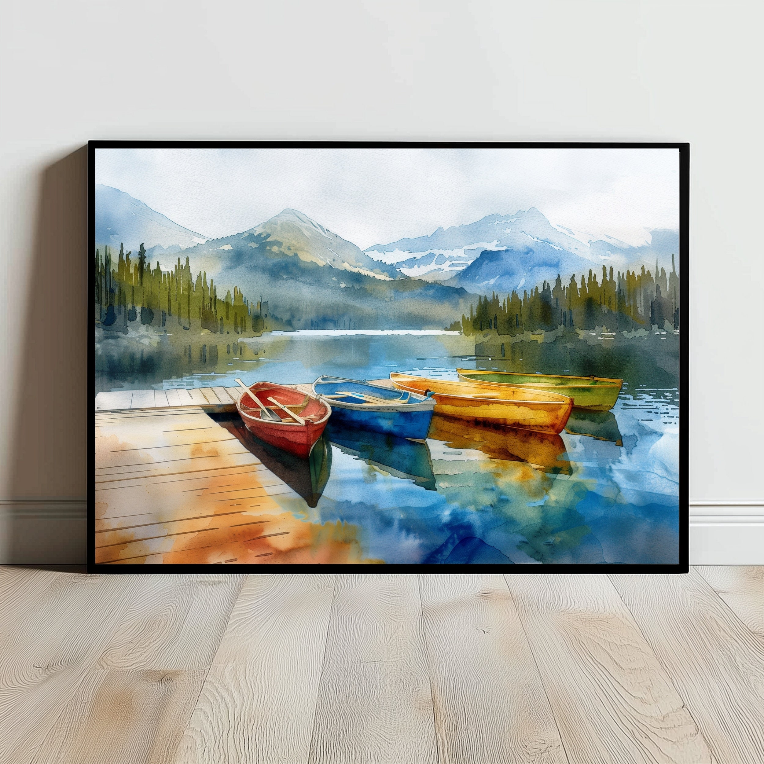 Bear Lake Painting Mountain Lake With Colorful Boats Wall Art Colorado ...