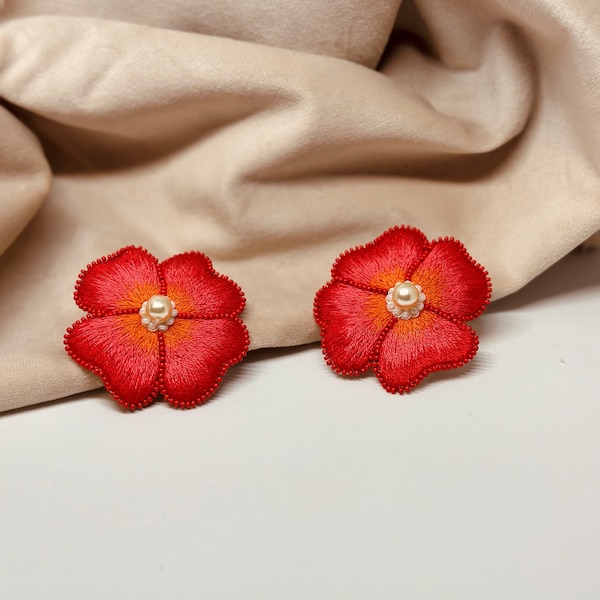 Embroidered Earrings - Etsy