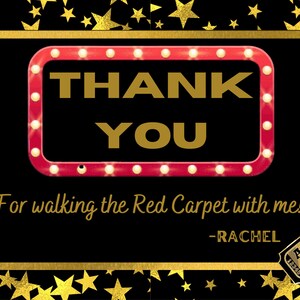 EDITABLE Hollywood Star Movie Night Red Carpet Theme Thank You Tag ...