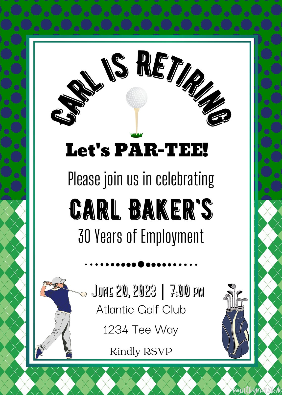 Printable Golf Themed Retirement Party Invitation Template - Etsy