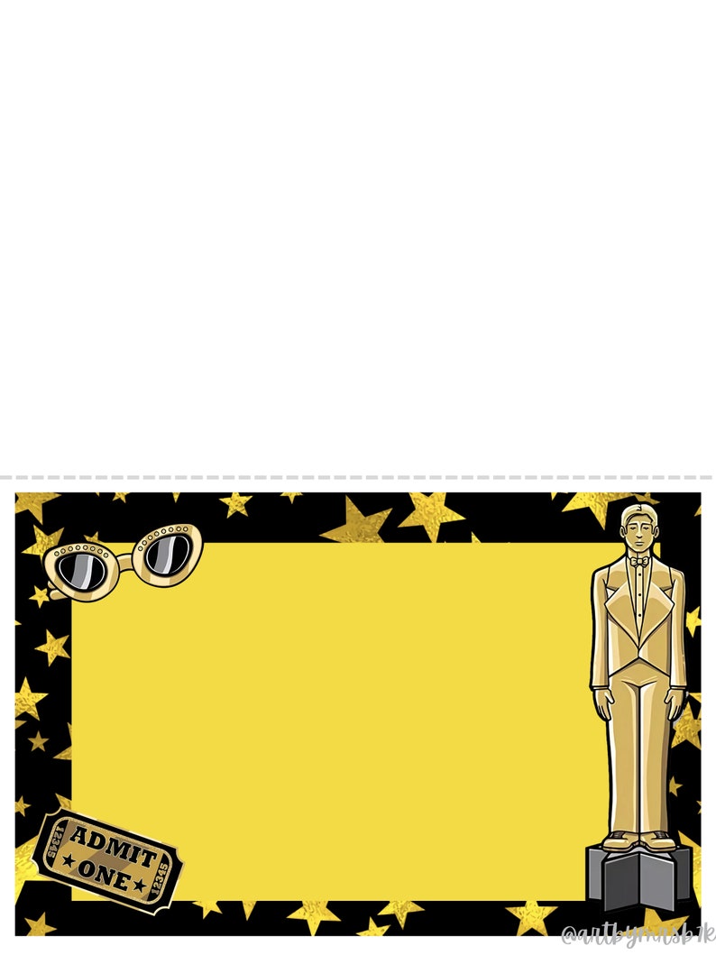 Printable Party Place Cards, Hollywood Star Movie Night Red Carpet ...