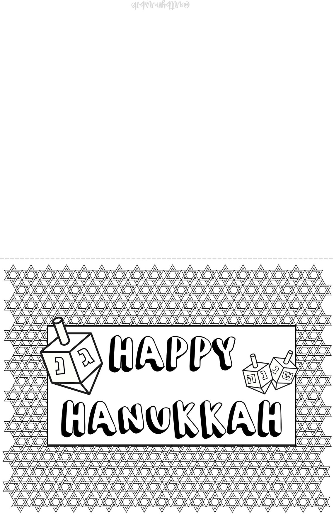 Hanukkah Coloring Holiday Cards Printable Chanukah Greeting - Etsy