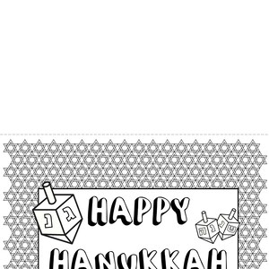 Hanukkah Coloring Holiday Cards, Printable Chanukah Greeting Cards ...