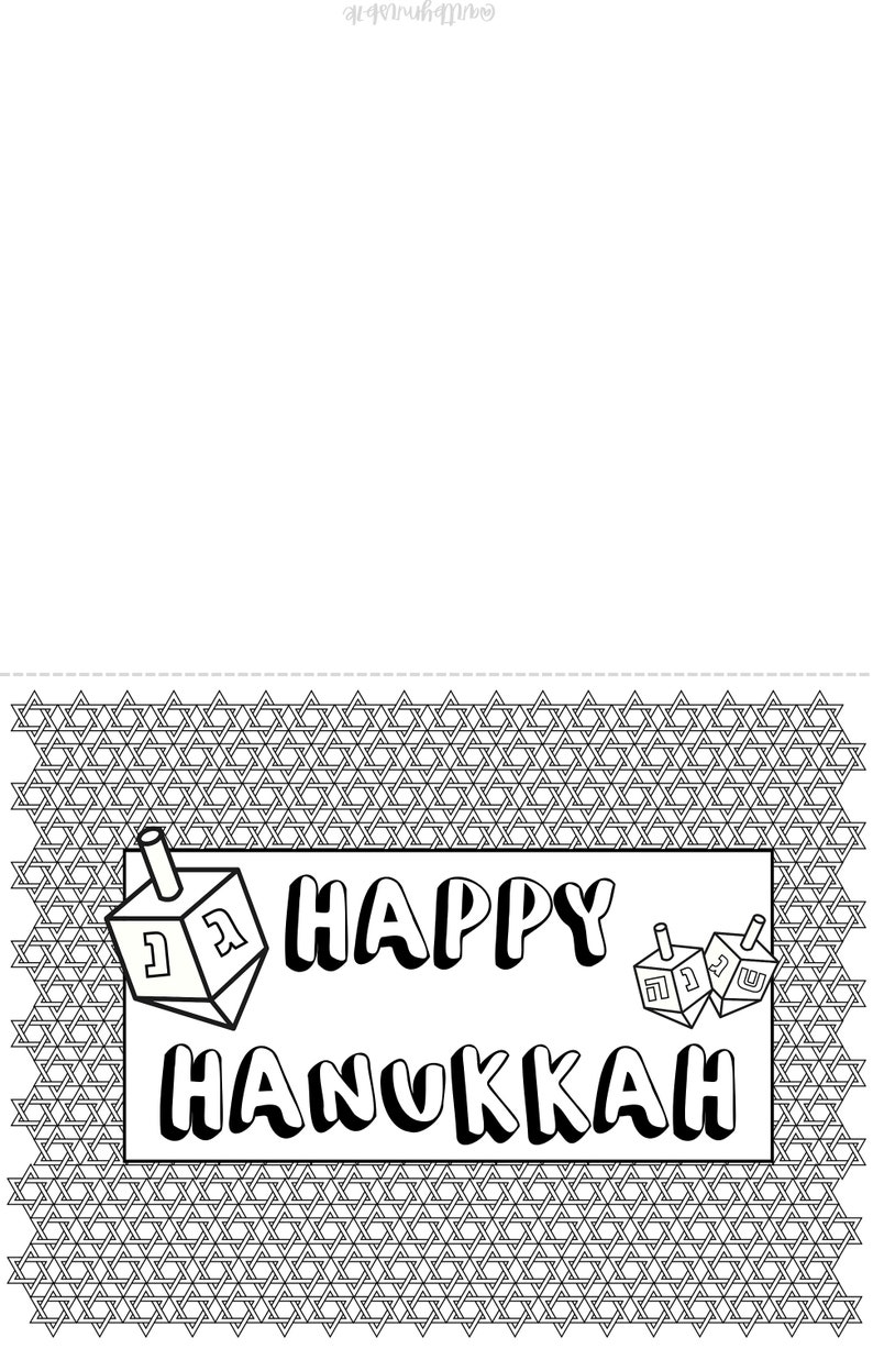 Hanukkah Coloring Holiday Cards, Printable Chanukah Greeting Cards ...
