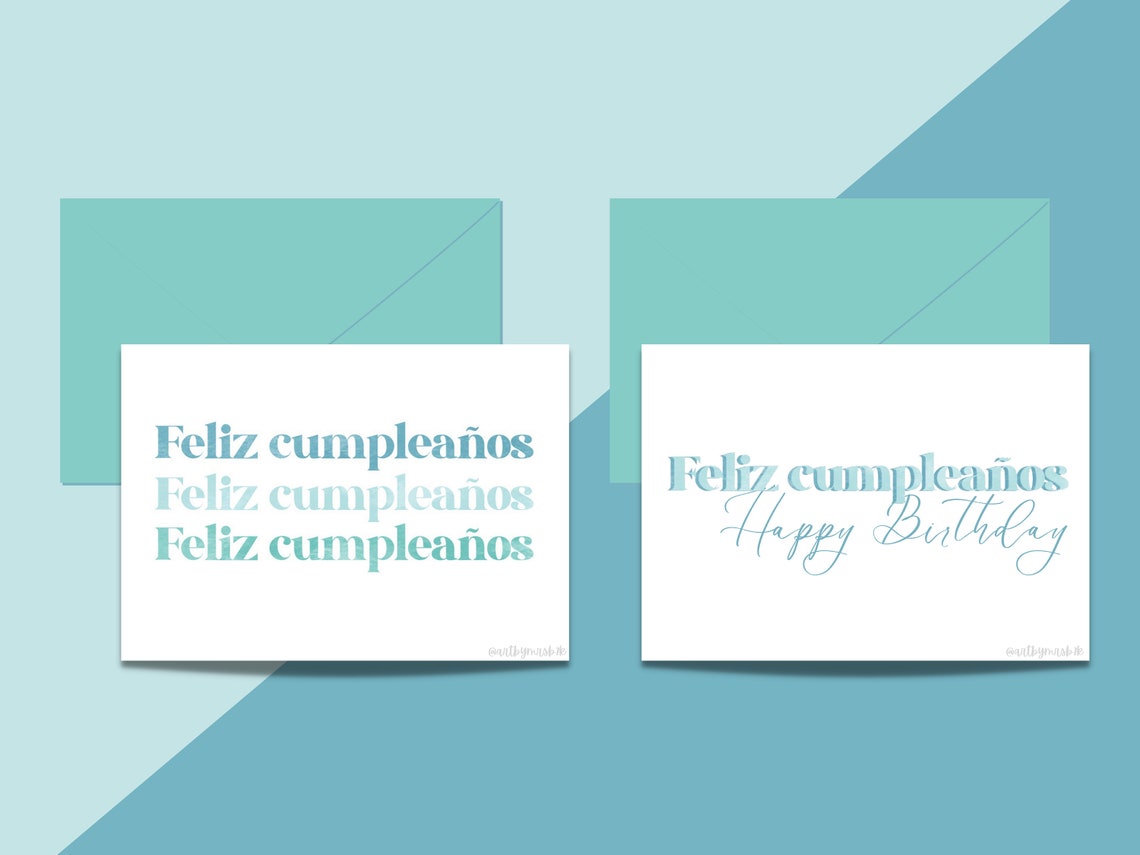Printable Spanish Happy Birthday Cards. Feliz Cumpleanos. Set - Etsy