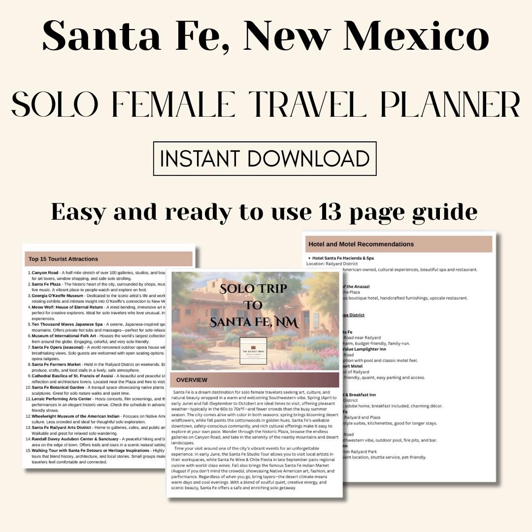 Santa Fe Solo Travel Guide for Women: Itinerary & Planner (digital ...