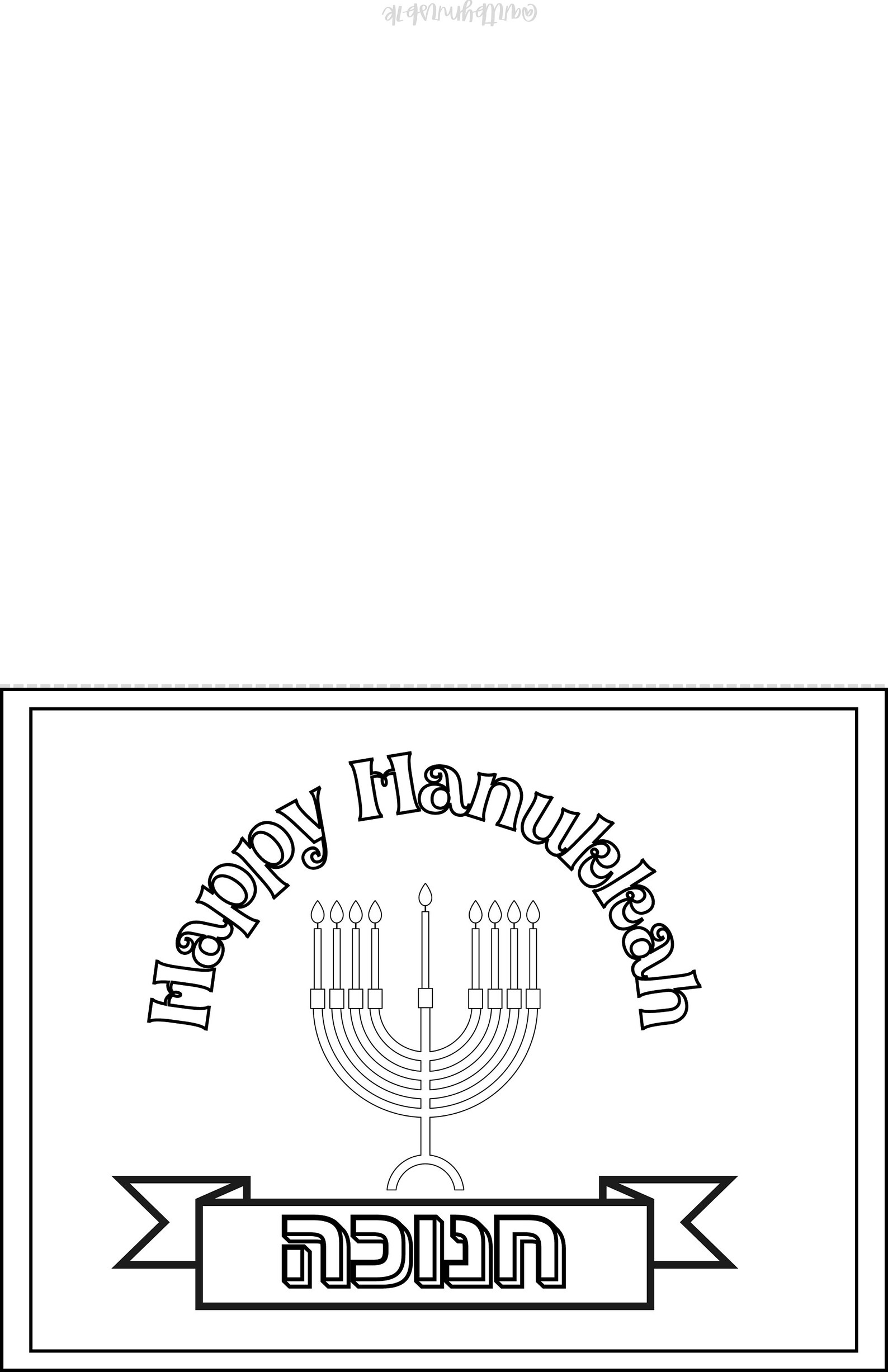 Hanukkah Coloring Holiday Cards Printable Chanukah Greeting - Etsy