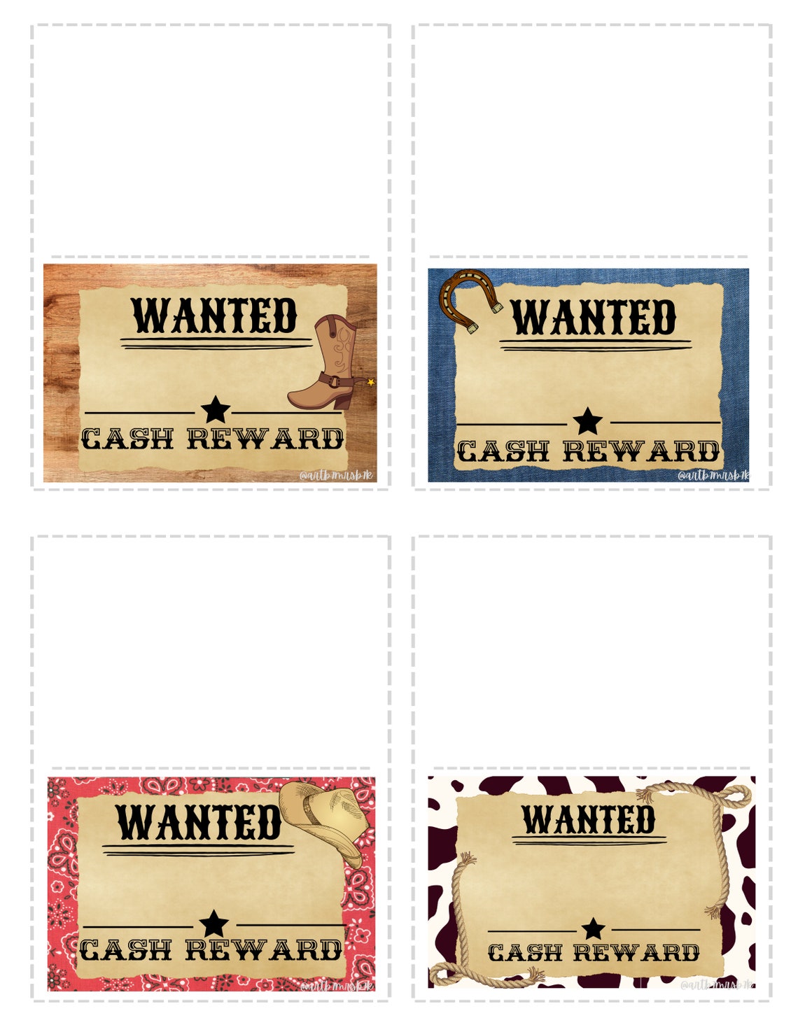 Wild West, Cowboy, Western Party Themed Printable Digital Place Cards ...