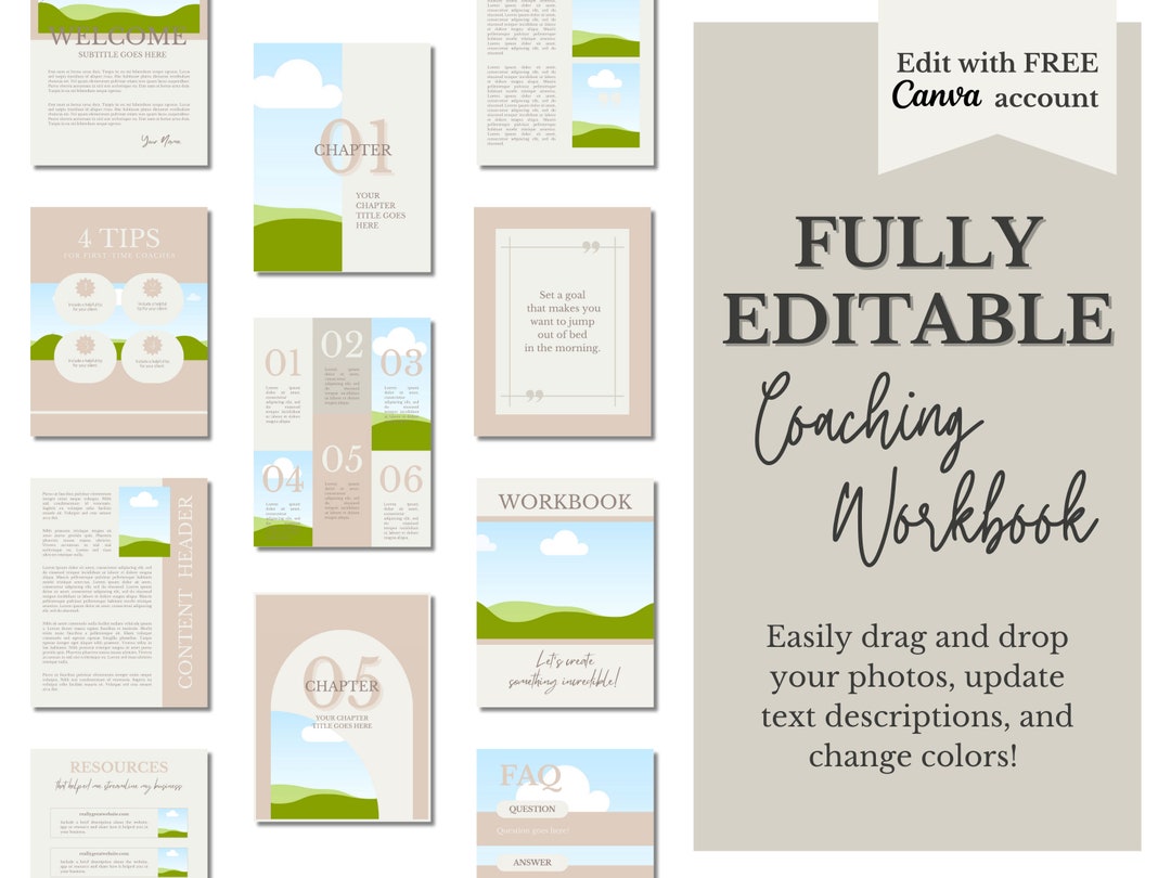 Workbook Template, Coaching Template, Canva Workbook Template ...