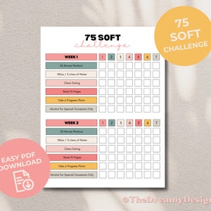 75 Soft Challenge Printable PDF, 75 Soft Tracker, 75 Soft Checklist, 75 ...