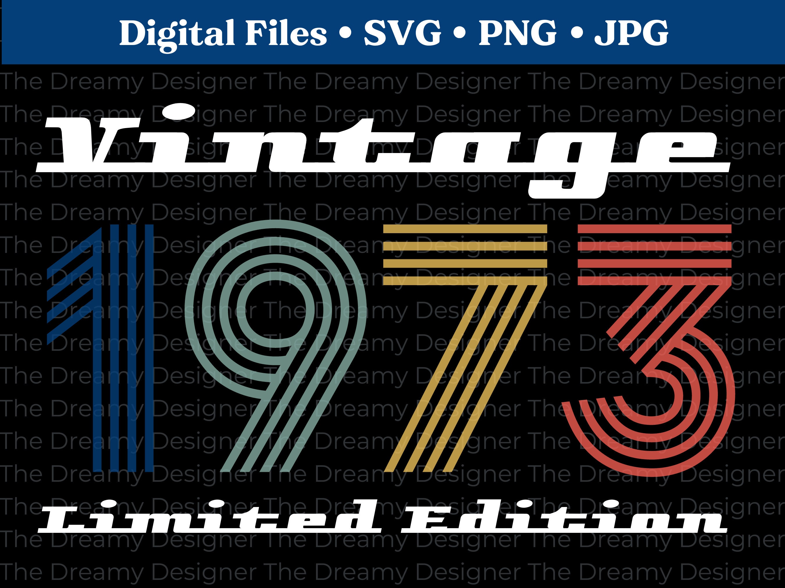 Vintage 1973 Birthday SVG, 50th Birthday PNG, Retro Birthday SVG, Print ...