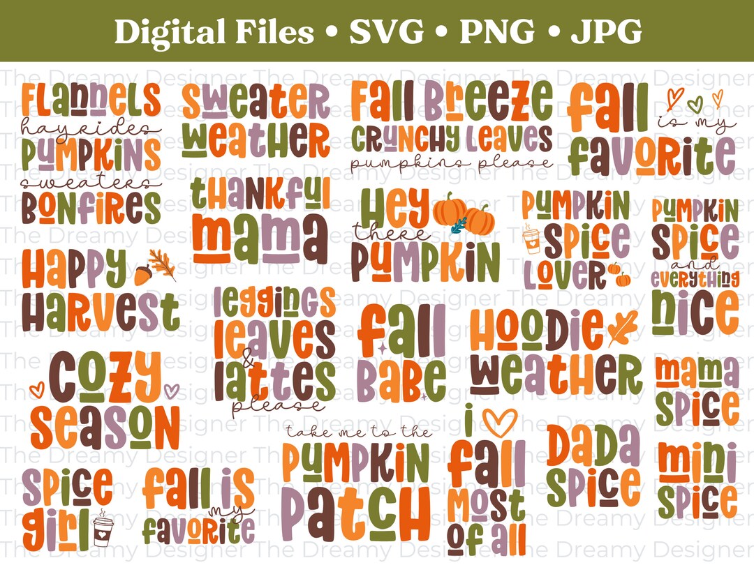 Fall SVG Bundle, Fall PNG Bundle, Fall Quotes Png, Autumn Quotes SVG ...