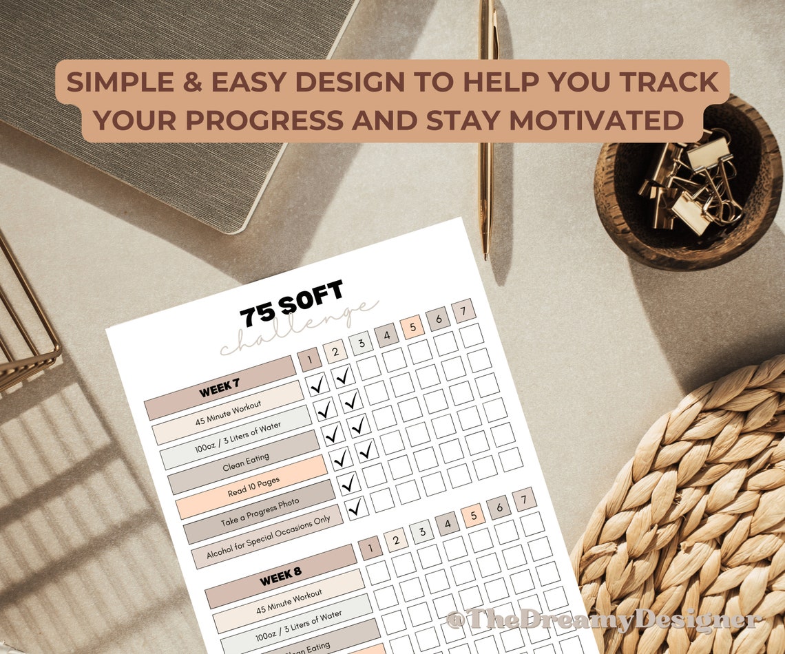 75 Soft Challenge Printable PDF, 75 Soft Tracker, 75 Soft Checklist, 75 ...