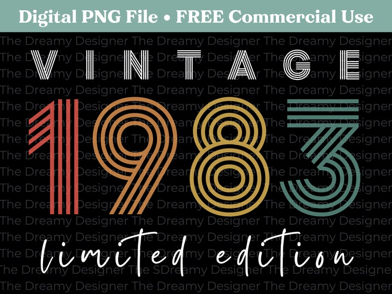 Vintage 1983 Limited Edition PNG Retro 40th Birthday PNG - Etsy